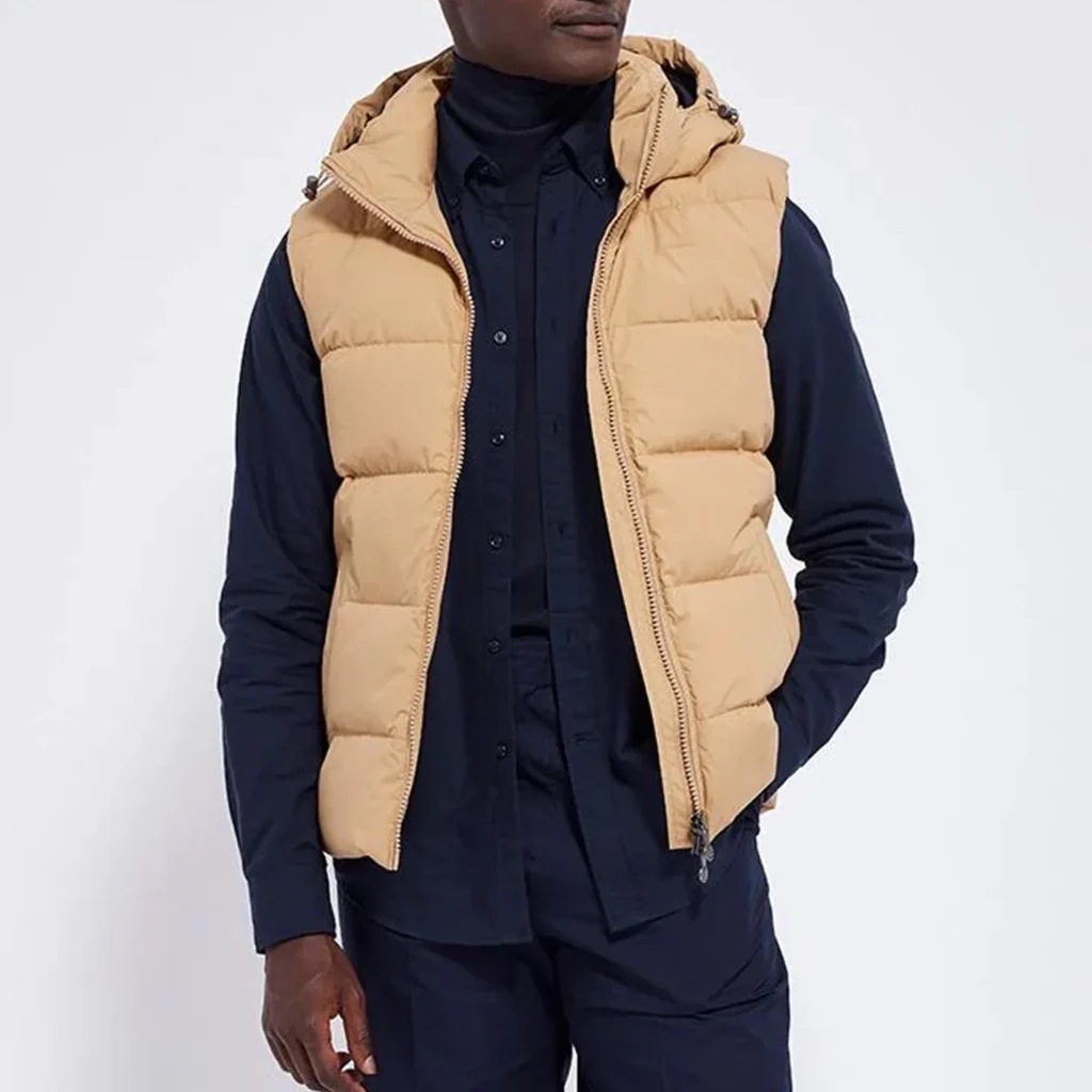 Modern Hooded Puffer Vest With Customized Logo Patches